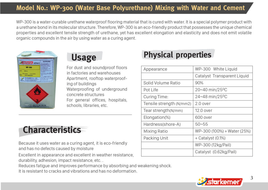 Model No.: WP-300 (Water Base Polyurethane) Mixing with Water and ...
